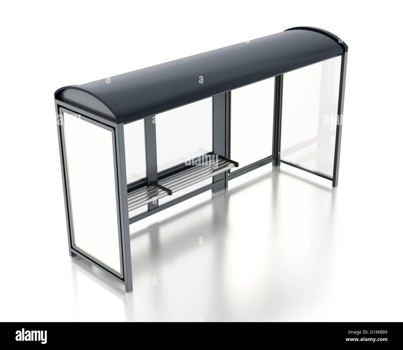 Bus stop with blank poster places isolated on white background Stock ...