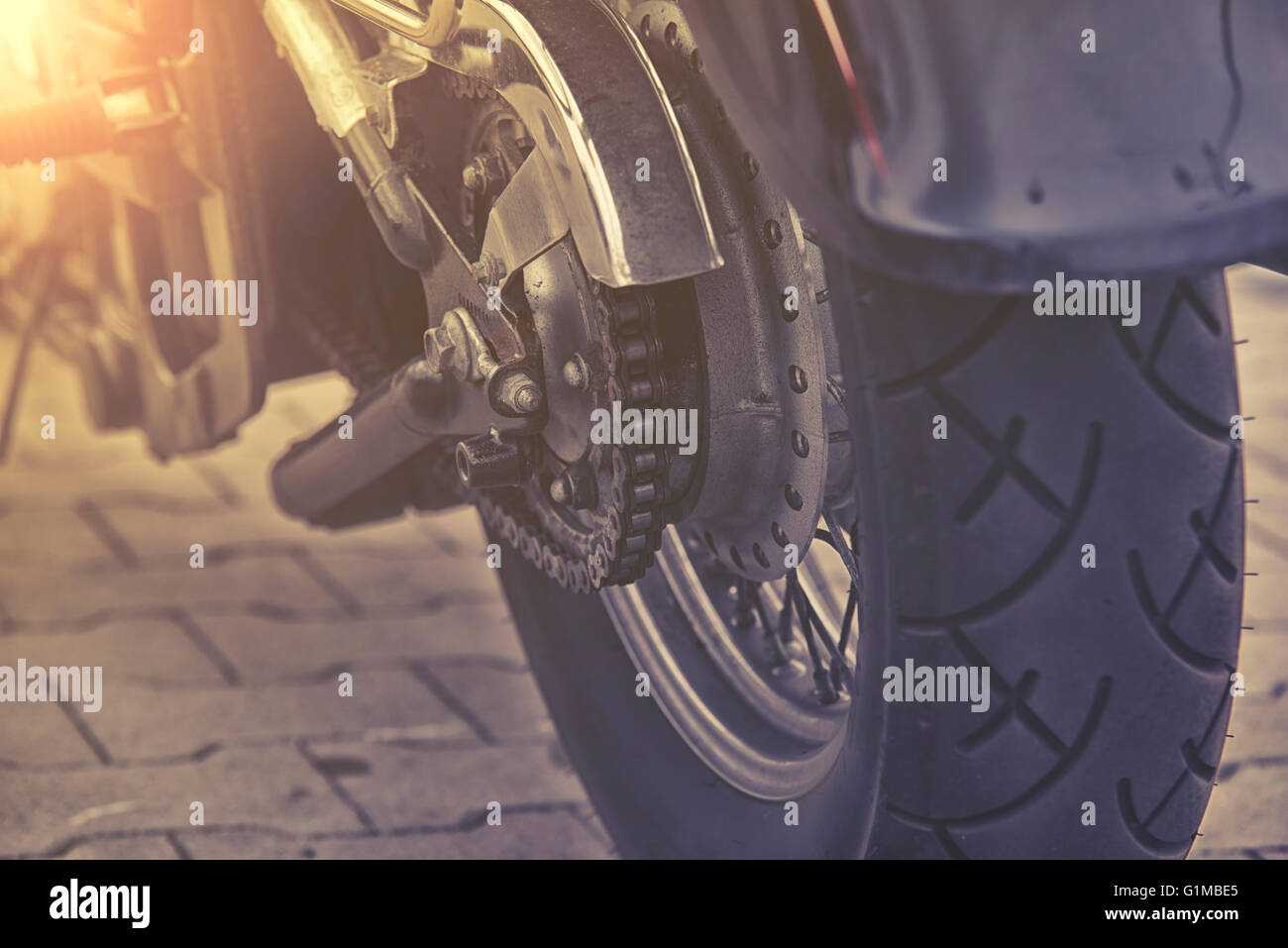 rear chain and sprocket of motorcycle wheel Stock Photo - Alamy