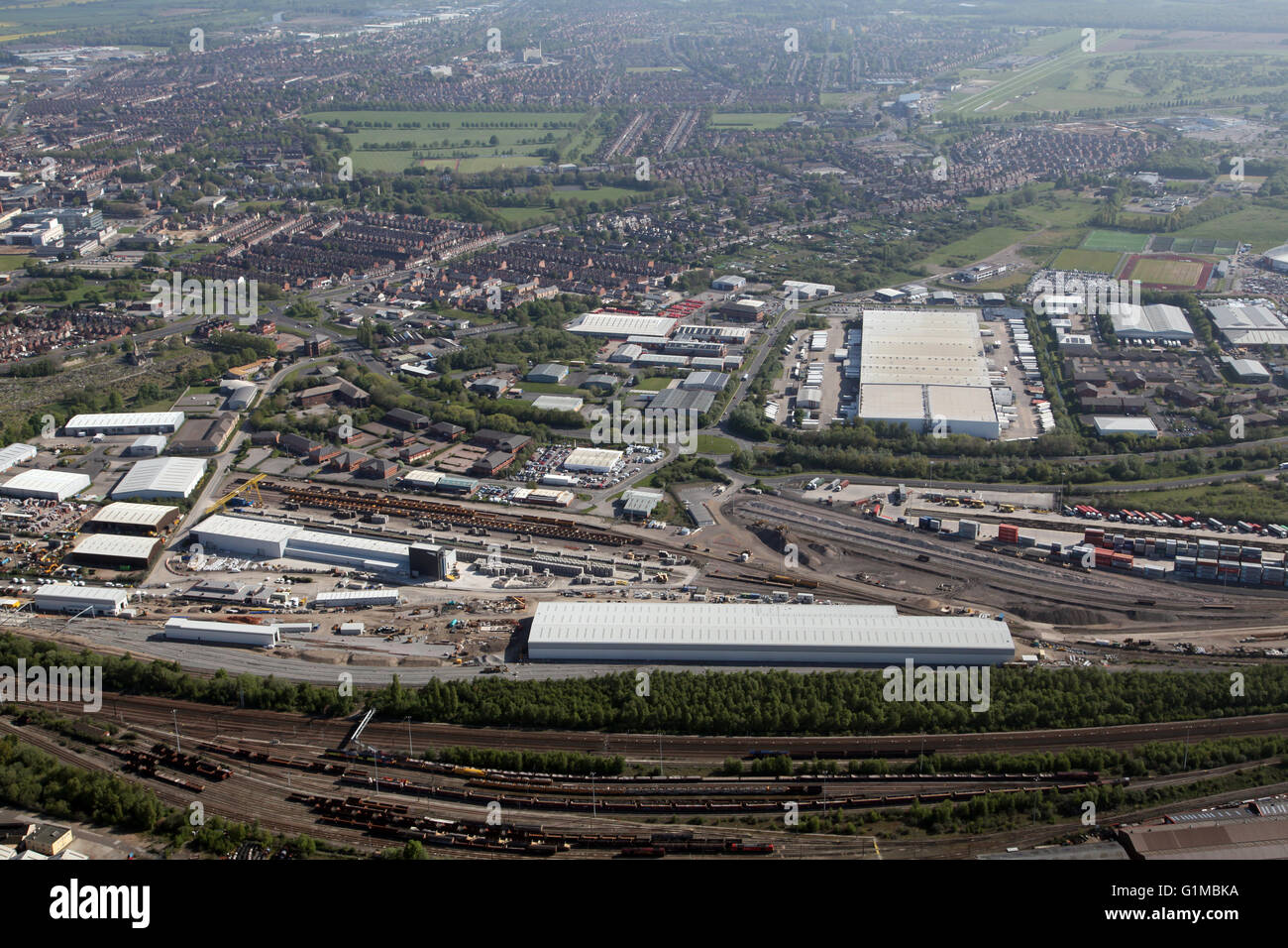 aerial view of Balby Carr Bank area of Doncaster, South Yorkshire, UK ...