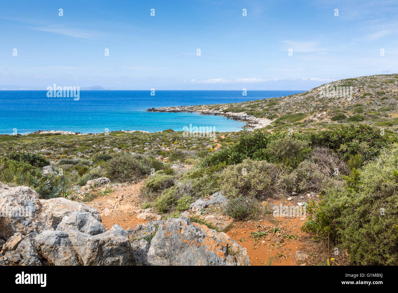 Panoramic view of the sea coast with turquoise water. East coast of ...