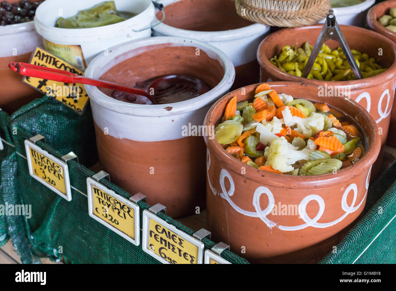 Local food in Chania, Crete, Greece Stock Photo - Alamy