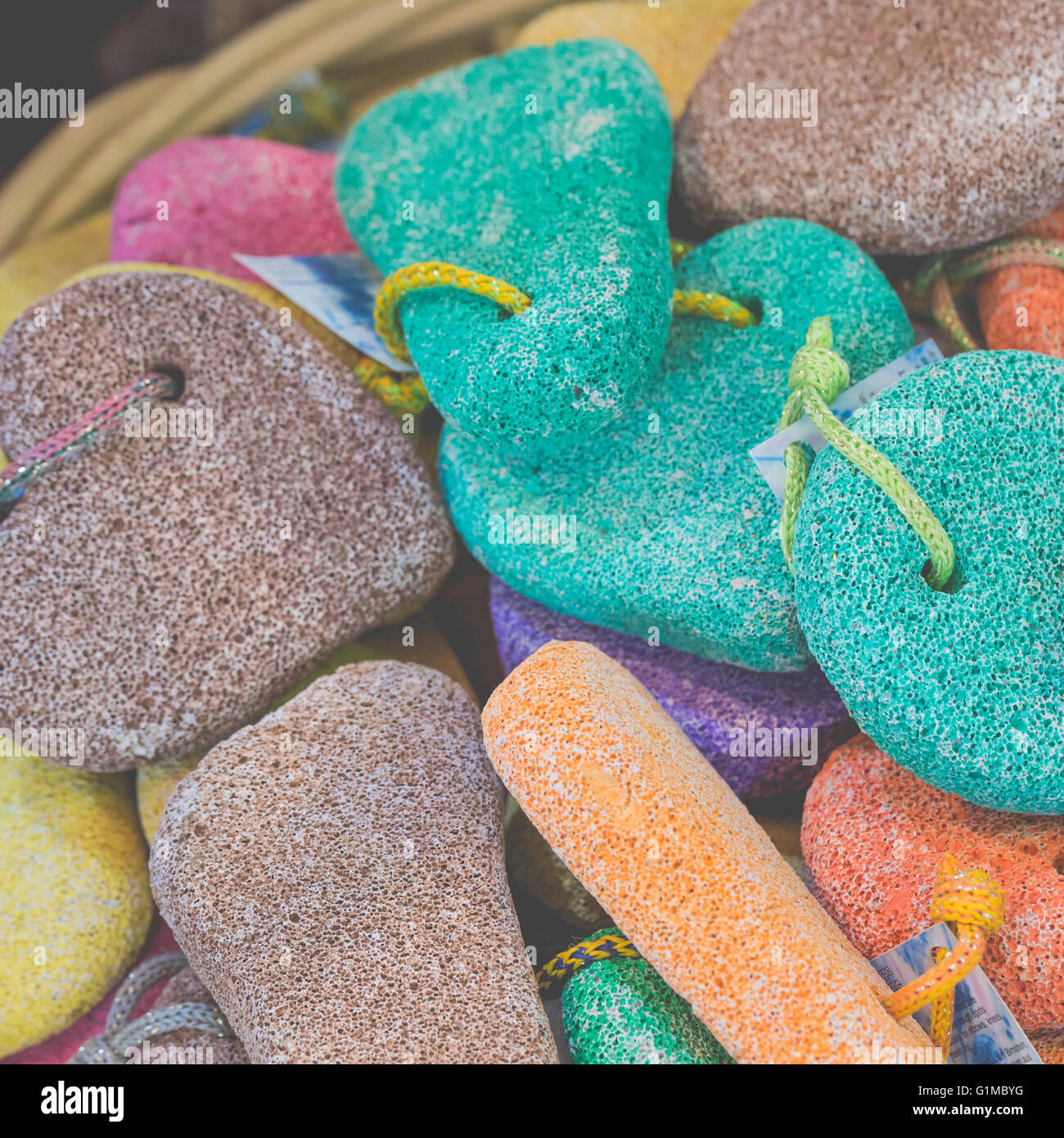 pumice stone in the souvenir shop, colorful pumice stone, Different ...