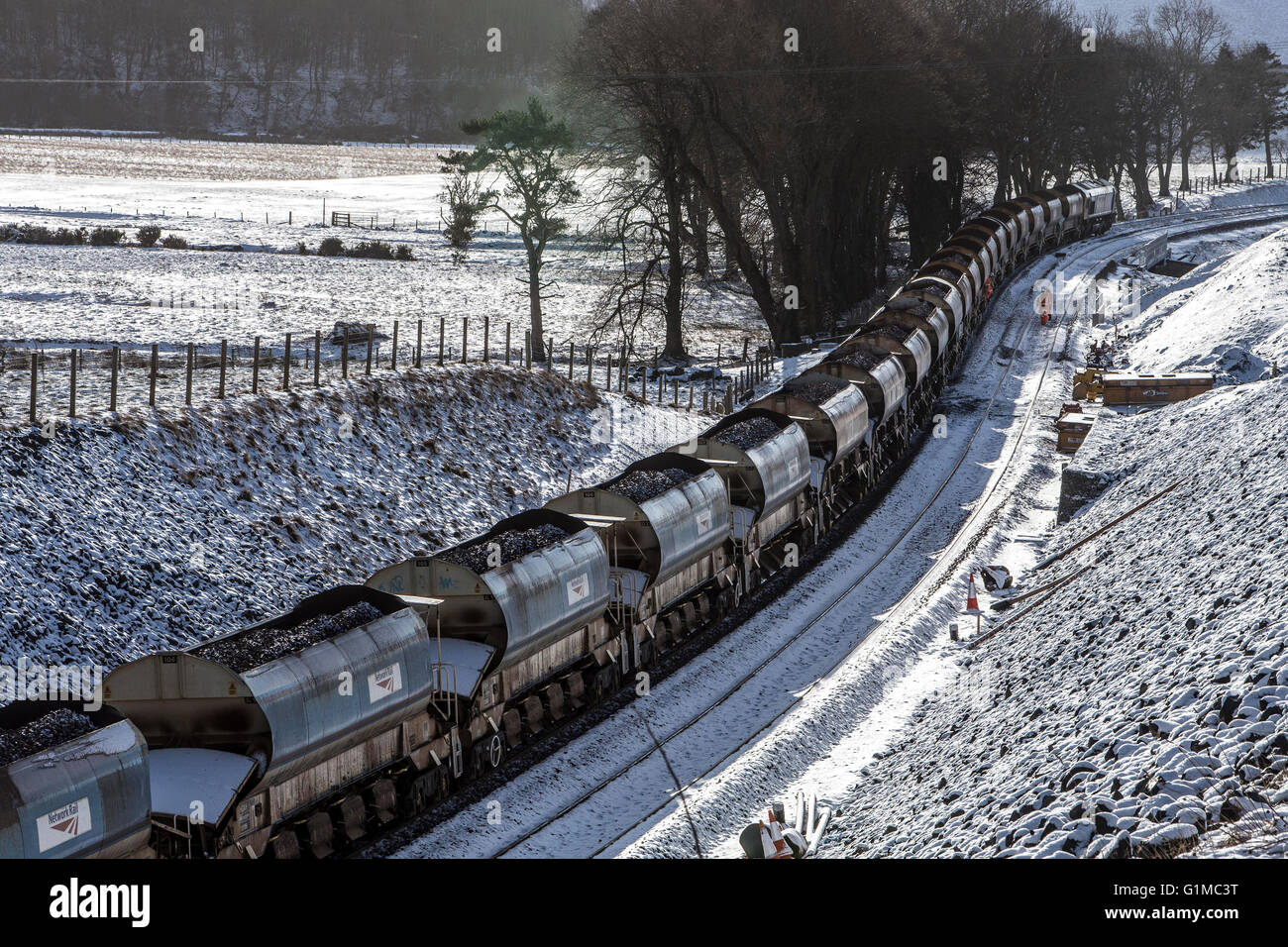 Rail construction of the Borders Railway Scotland during winter ...