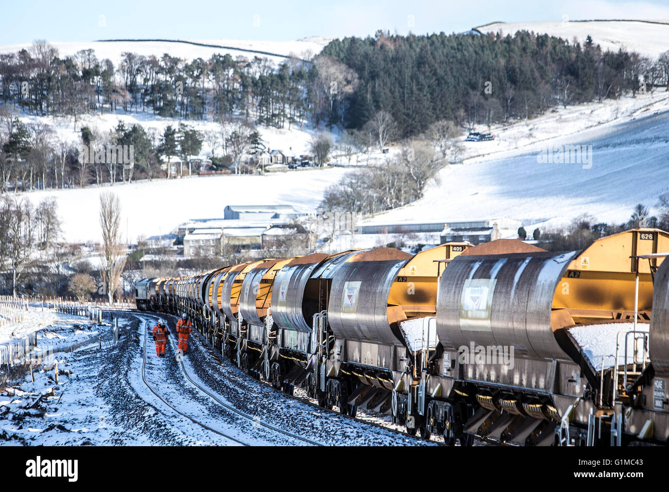 Rail construction of the Borders Railway Scotland during winter ...