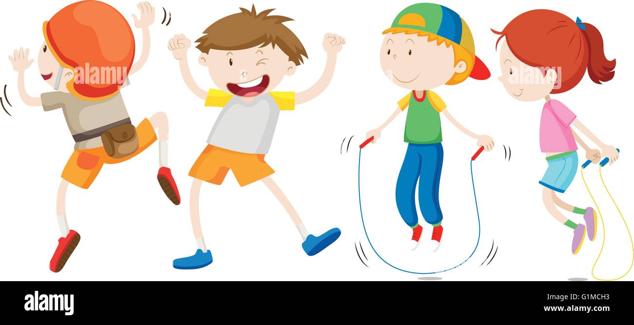 Four children doing activities illustration Stock Vector Image & Art ...