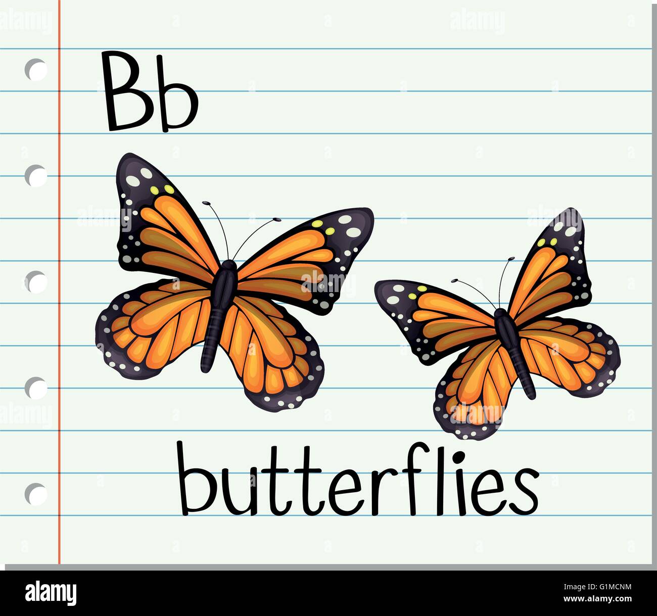 Flashcard letter B is for butterflies illustration Stock Vector Image ...