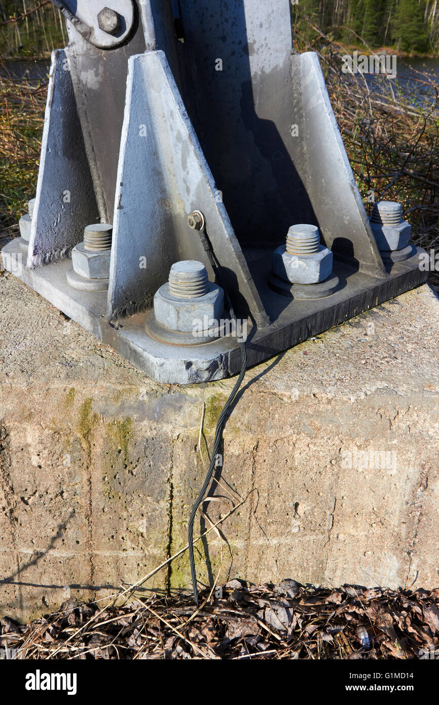 nuts and bolts and earth wire of an electric line pylon Stock Photo - Alamy