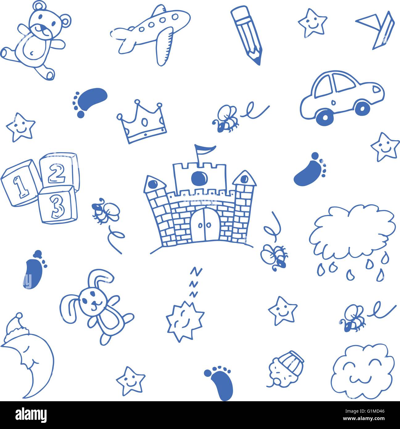 Doodle art for kids, place, toy and sky Stock Vector Image & Art - Alamy