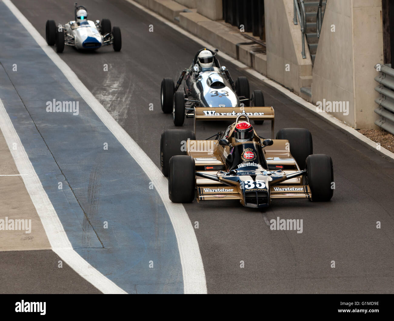 Jamie Brashaw exiting the pit lane in a 1978 Arrows FA1 historic ...