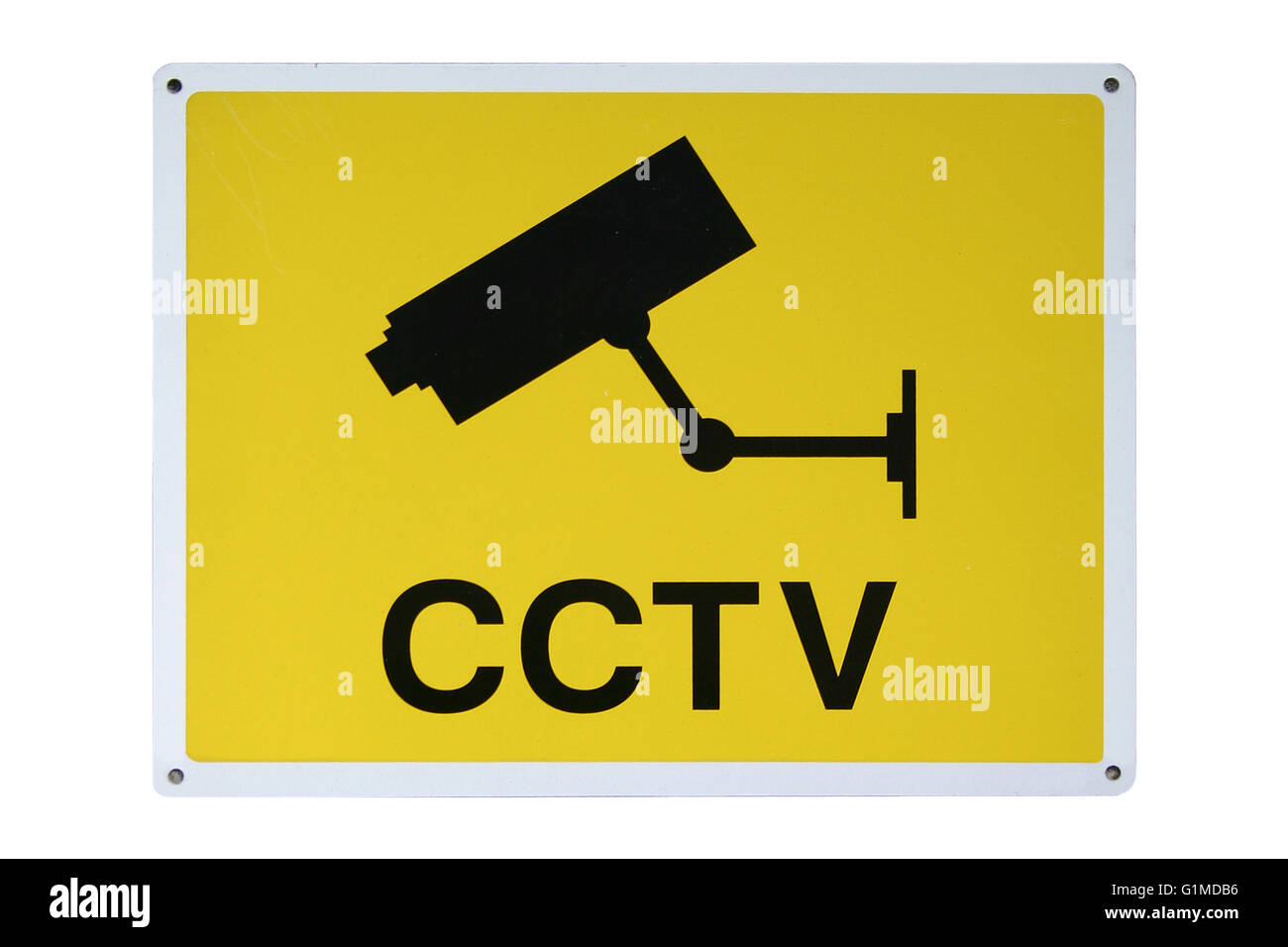 Yellow and black CCTV sign Stock Photo - Alamy