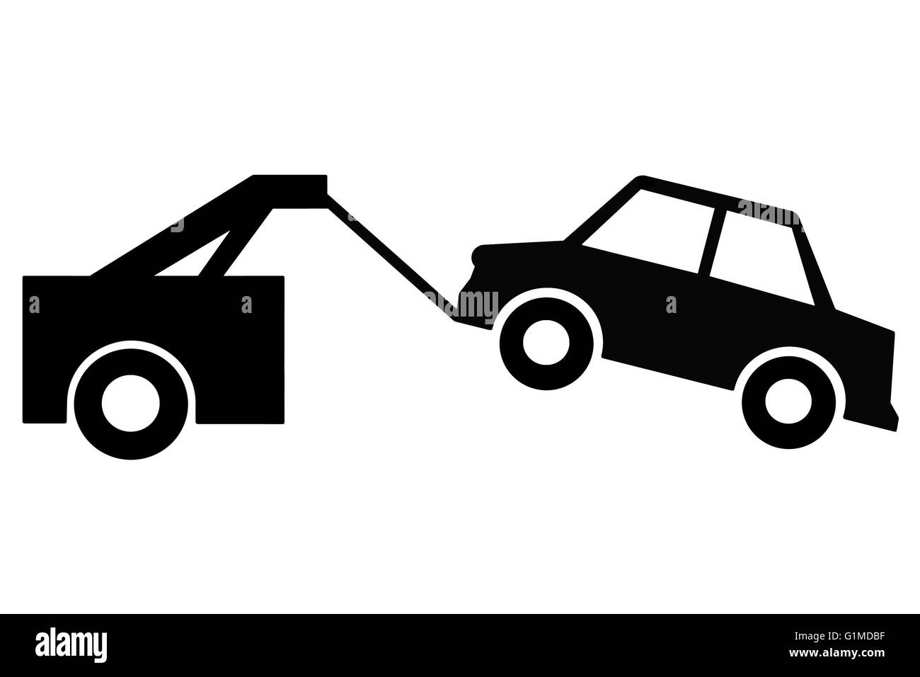 Vehicle or car towing sign or illustration as clip art Stock Photo - Alamy