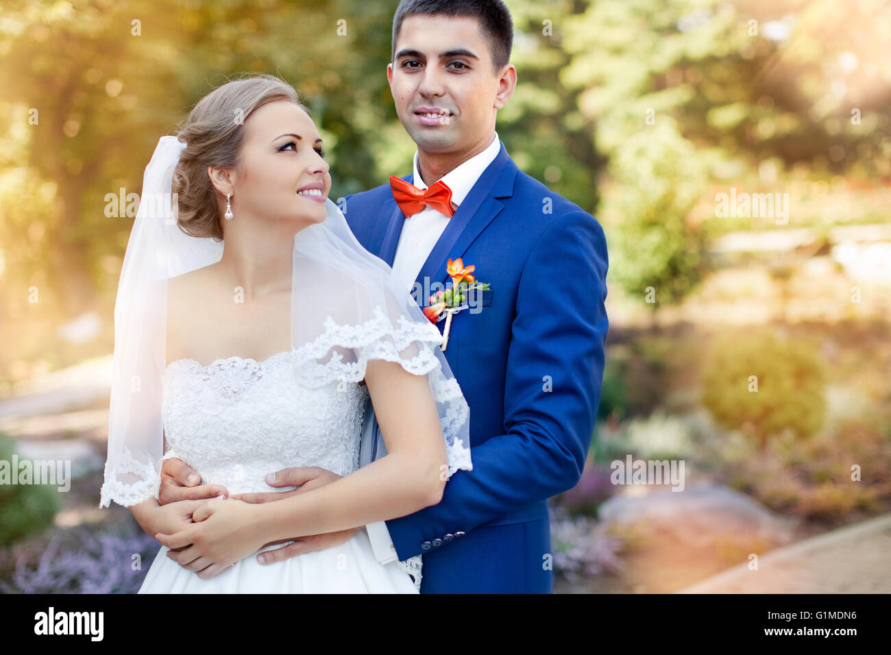 Funny couple on e-session. Preparing for wedding potography Stock Photo ...