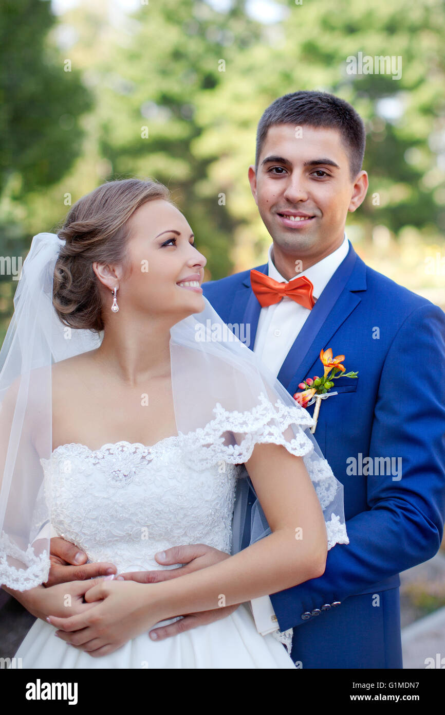 Funny couple on e-session. Preparing for wedding potography Stock Photo ...