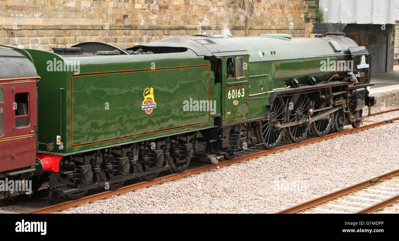 60163 Tornado at Scarborough fresh after repaint into BR Green Stock ...