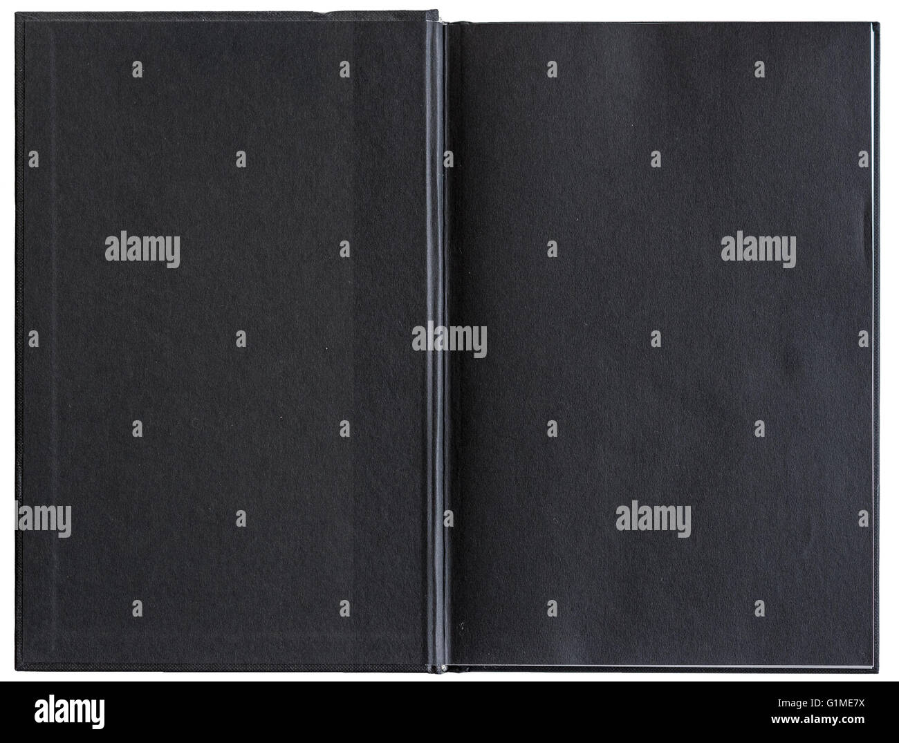 Book opened to the first page showing blank black pages inside Stock ...