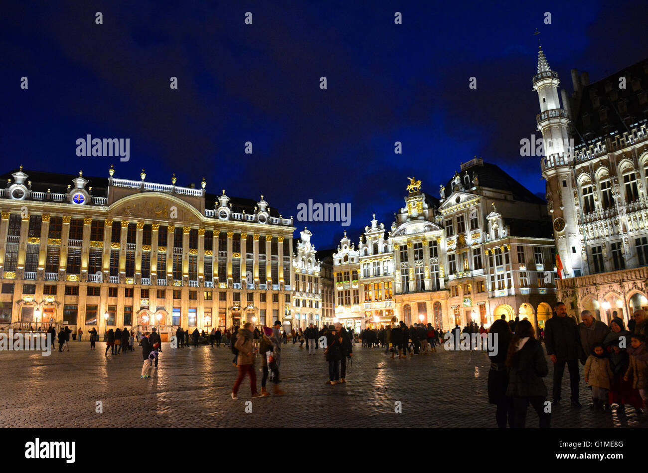 Grand Place glowing at night Stock Photo - Alamy