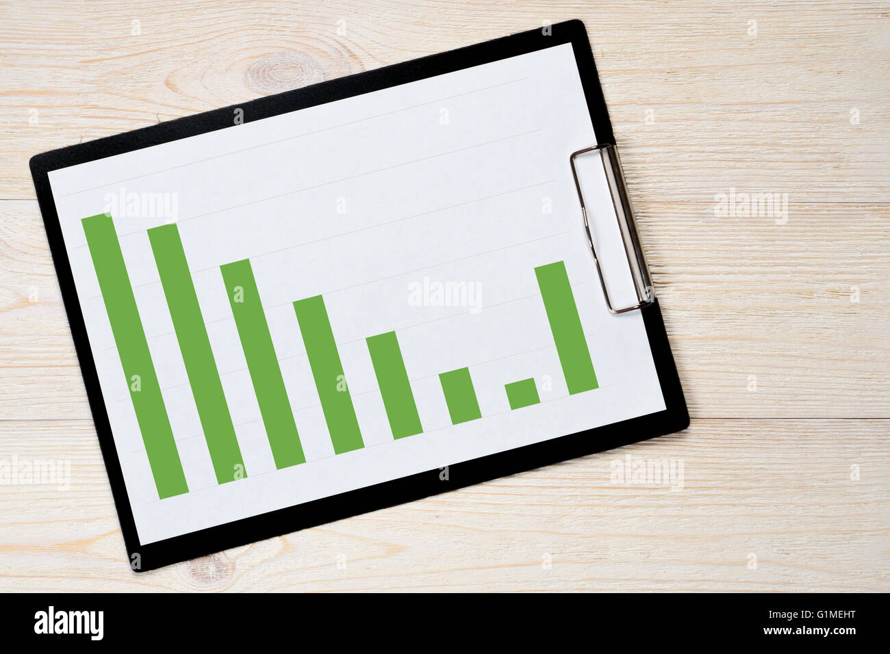 fall rise trend bar chart on rustic table Stock Photo - Alamy