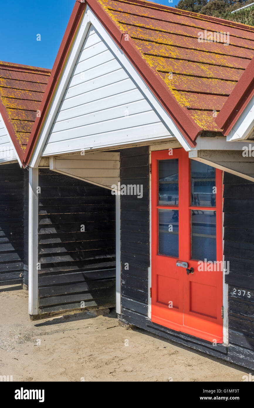 England Dorset Bournemouth Beach huts Stock Photo - Alamy
