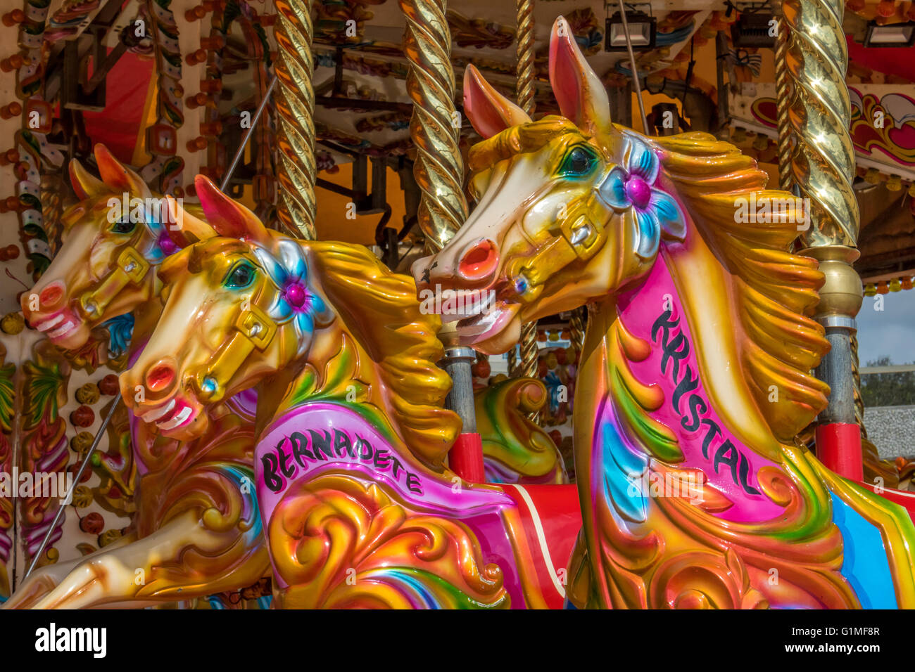 England Dorset Bournemouth Detail of merry-go-round Stock Photo - Alamy