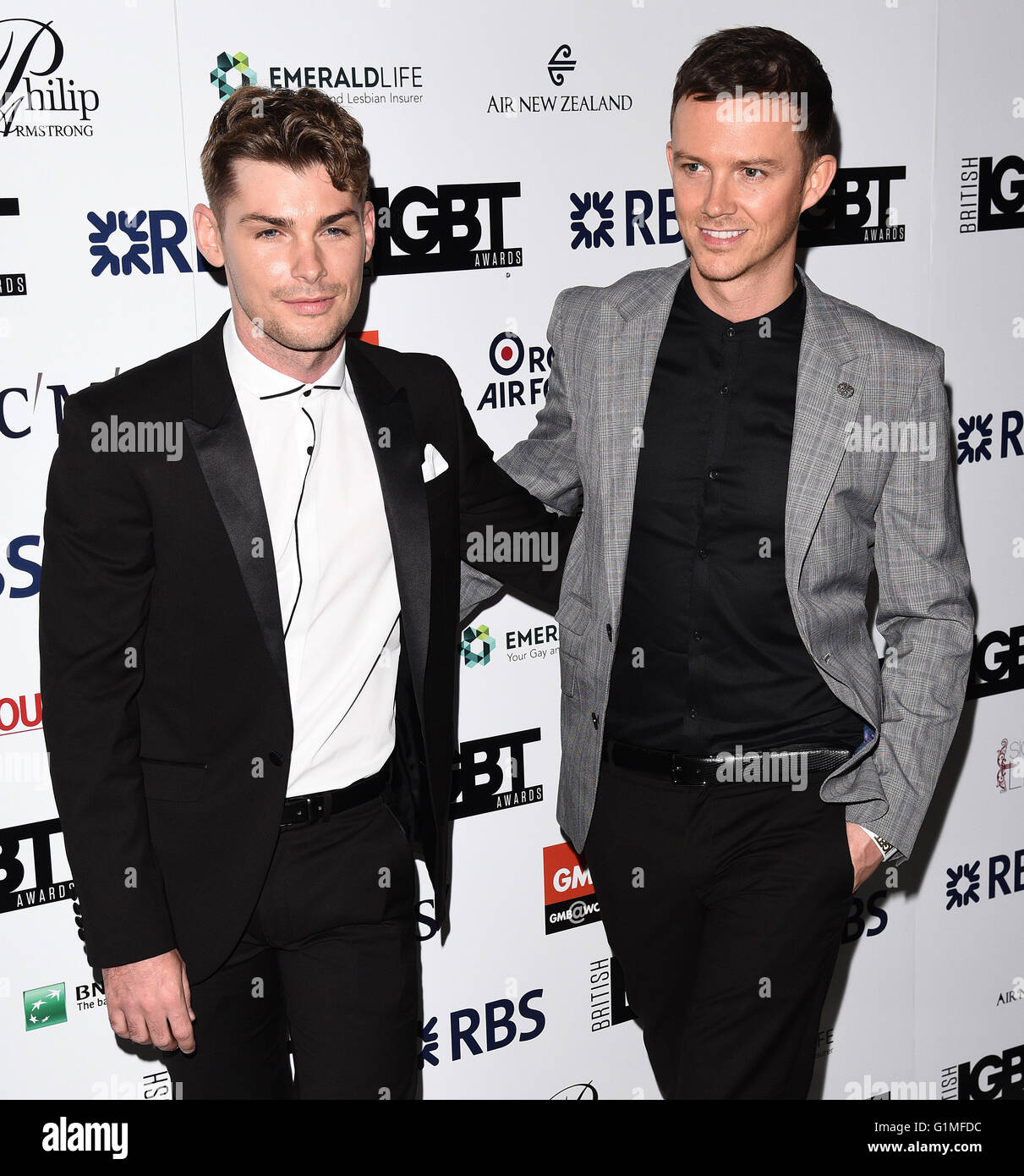 London, UK. Kieron Richardson and Carl Hyland at The LGBT Awards held ...