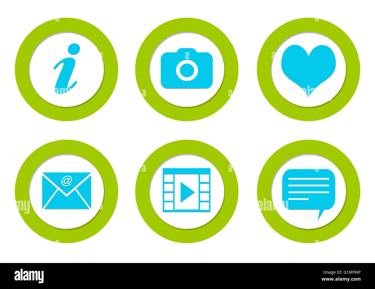 Set of colorful rounded icons with different symbols Stock Photo - Alamy