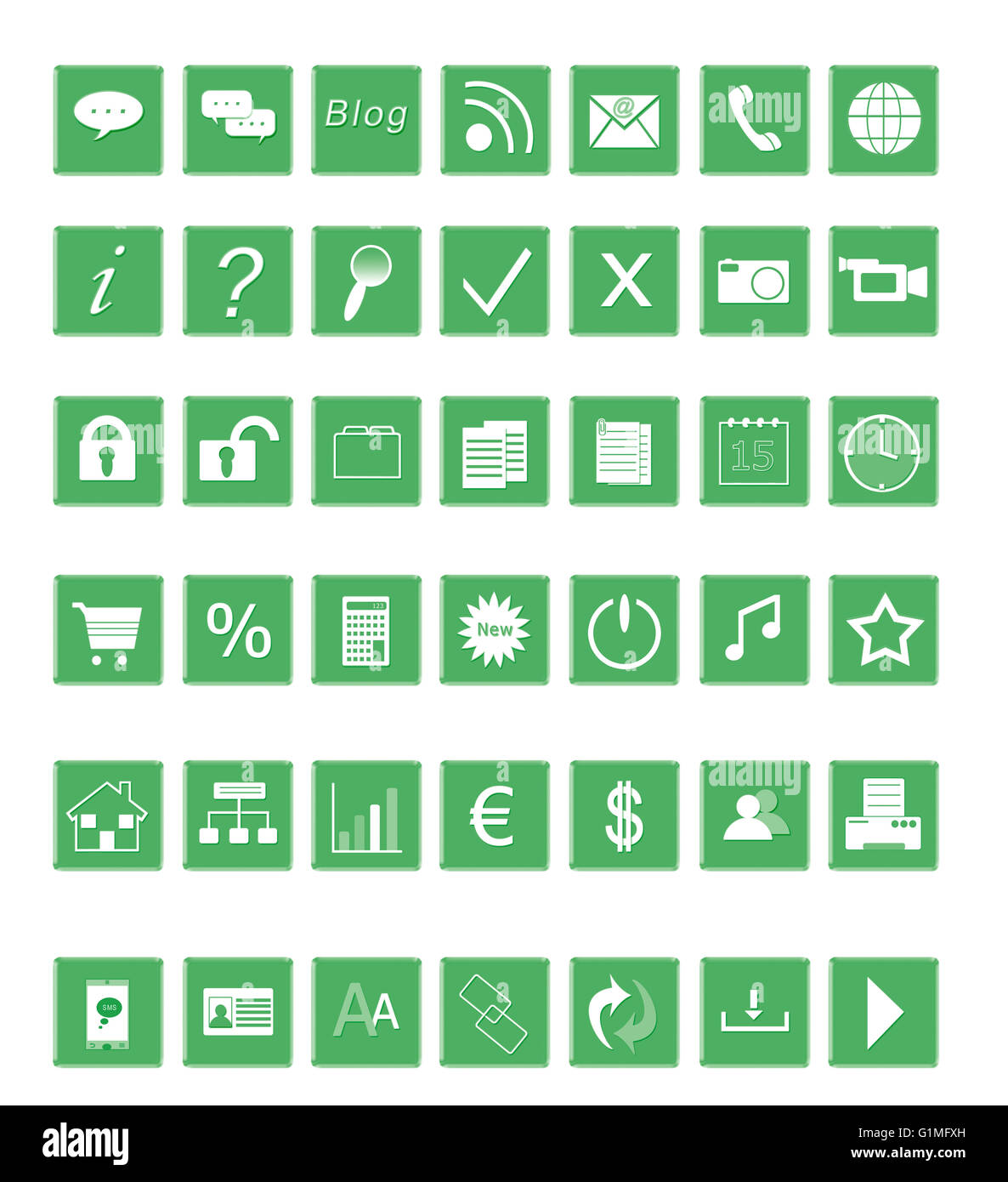 Set of icons for the Web in green colors Stock Photo - Alamy
