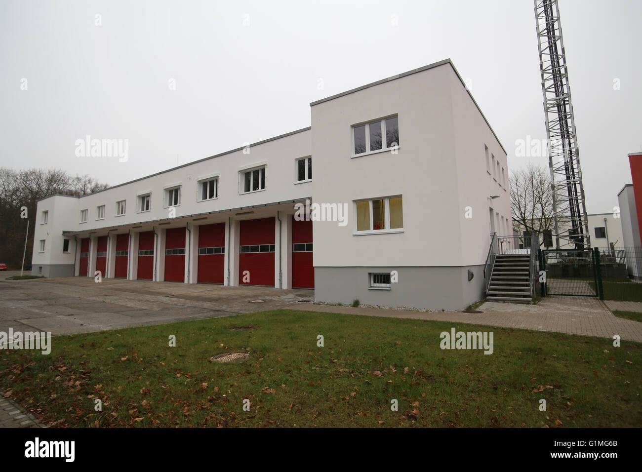 Garages of a public fire station in Germany Stock Photo - Alamy