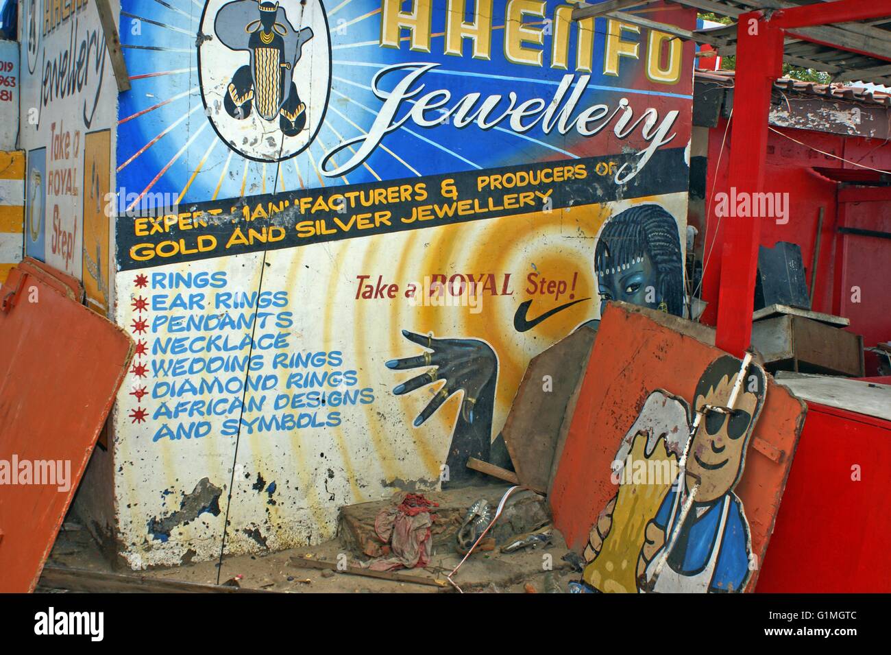 Ghana, West Africa, Graffiti paintings advertisement Stock Photo - Alamy