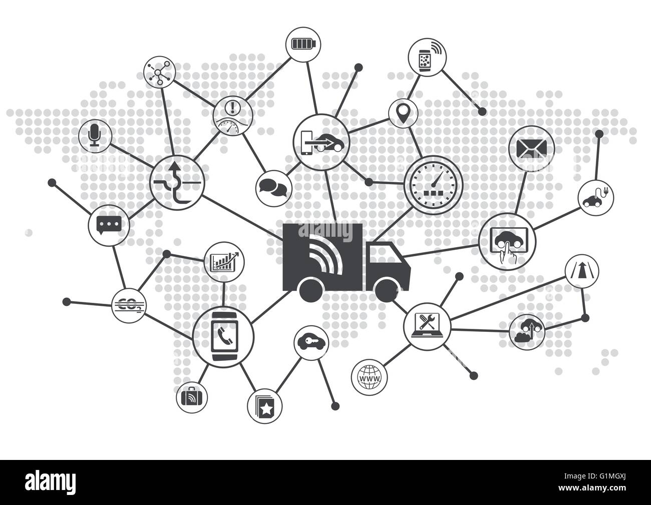 Autonomous driving of trucks as digital transportation concept Stock ...