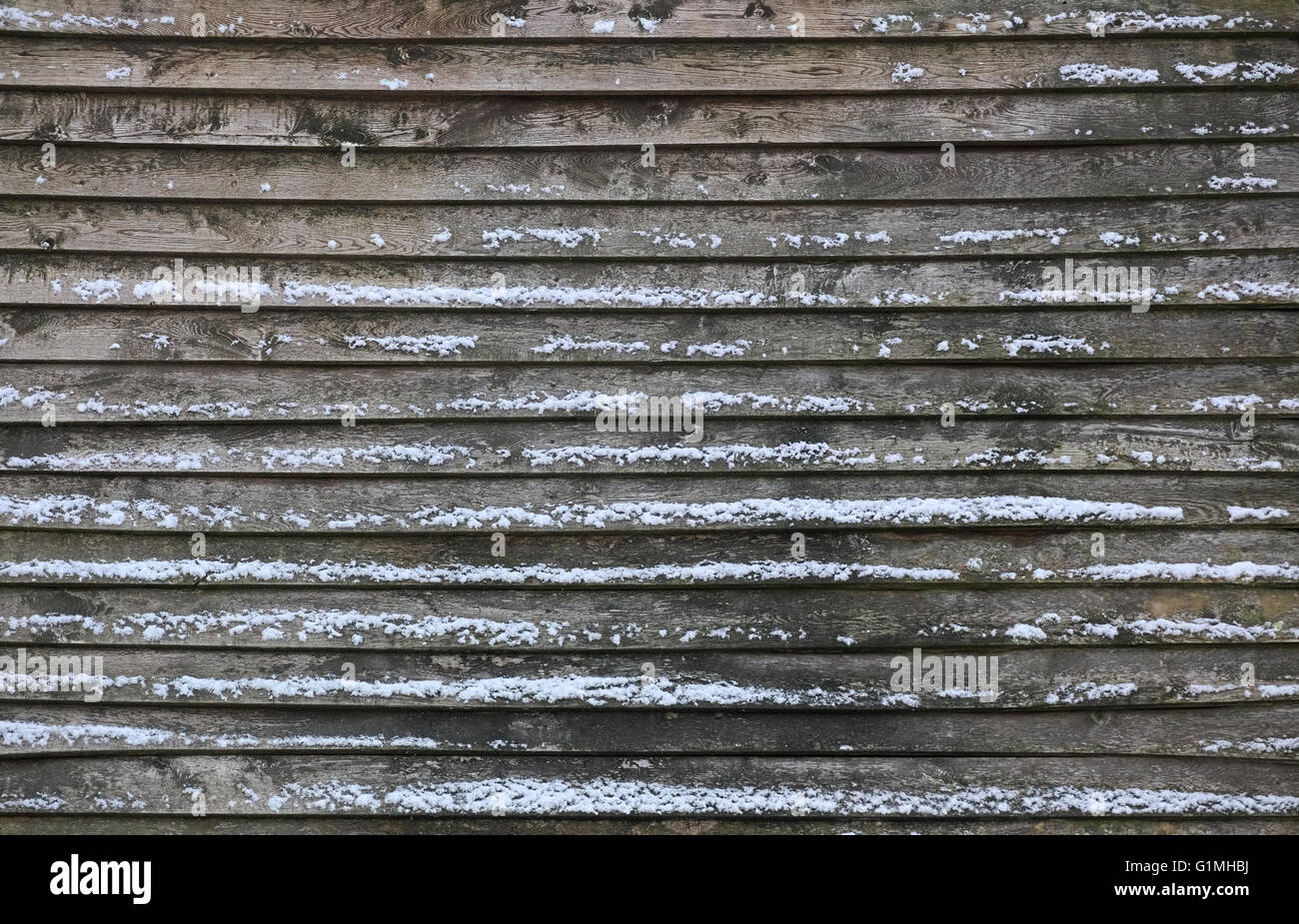Wooden lath texture with snow Stock Photo - Alamy