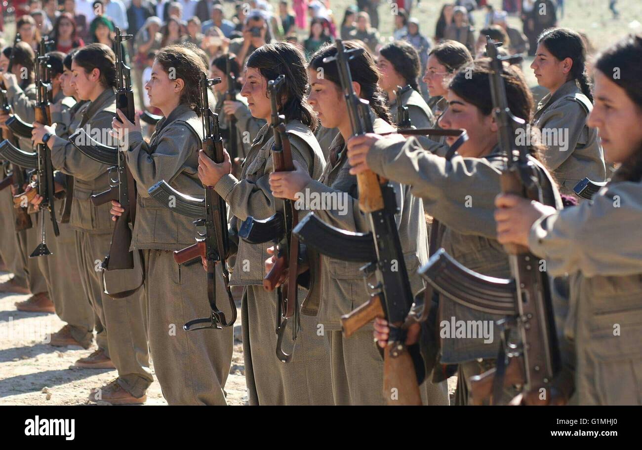 Female Kurdish PKK fighters during military training in a propaganda ...