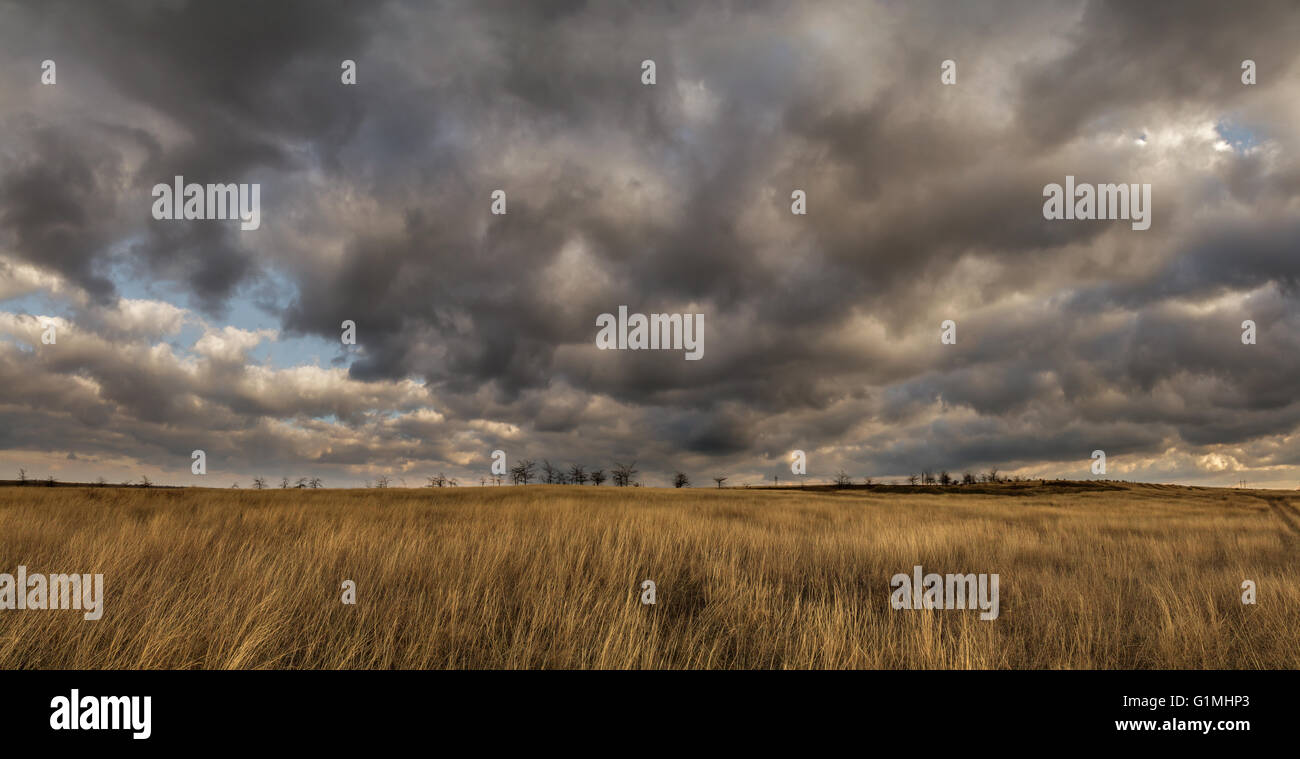 storm clouds in the autumn steppe Stock Photo - Alamy