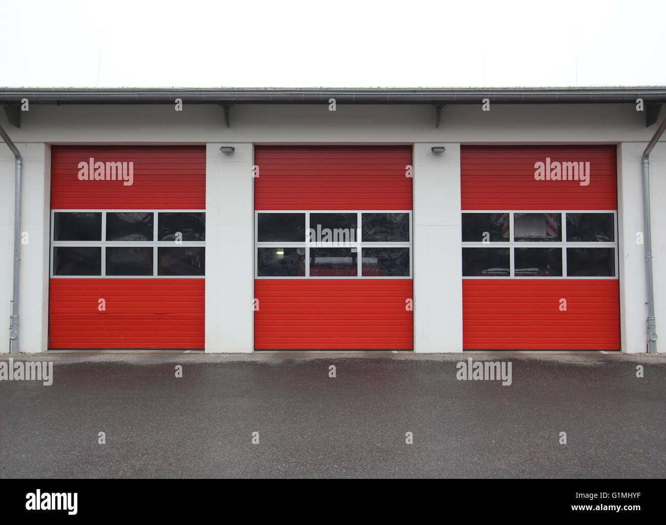Row of garages of a public fire station in Germany Stock Photo - Alamy