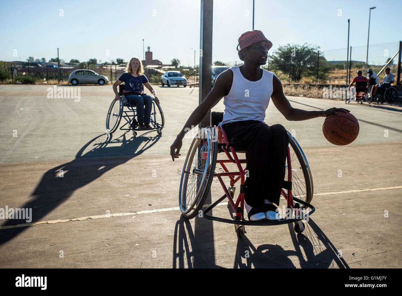Players of Wheel-Ability Sports Club basketball team have their ...