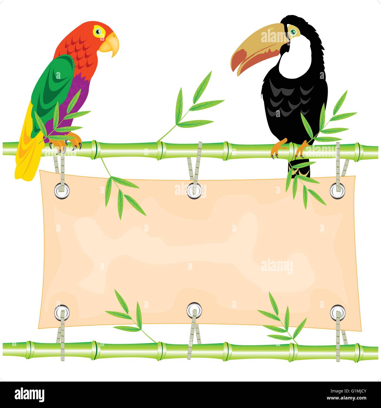 Bamboo with birds Cut Out Stock Images & Pictures - Alamy