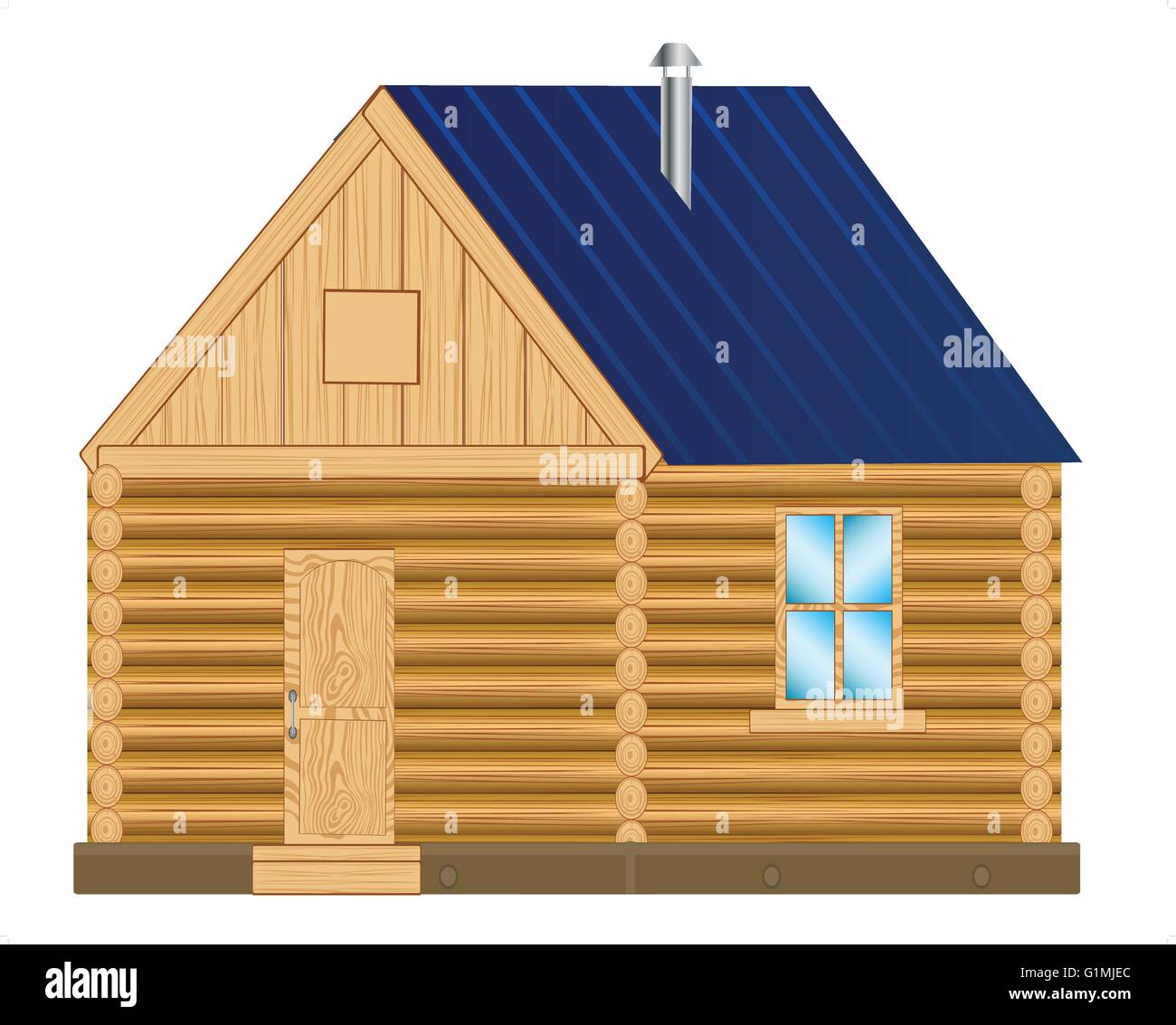 Illustration of the wooden lodge on white background Stock Vector Image ...