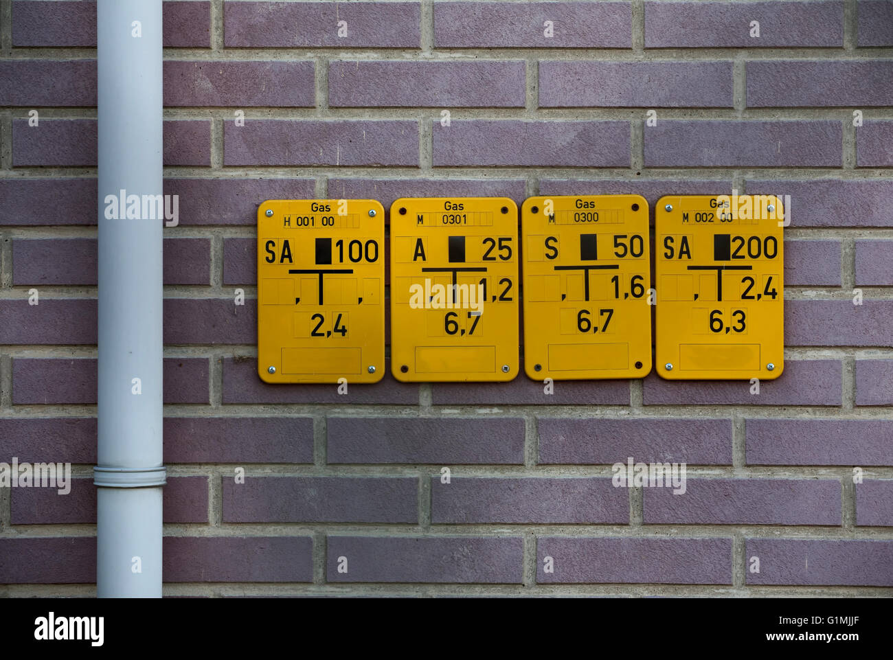 Gate valve sign for natural gas pipes in Germany. The abbreviation on ...