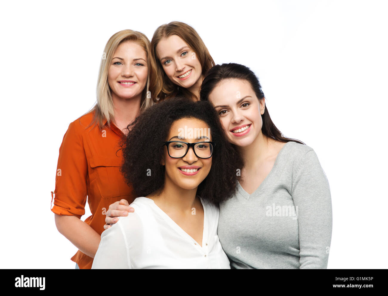 group of happy different women in casual clothes Stock Photo - Alamy