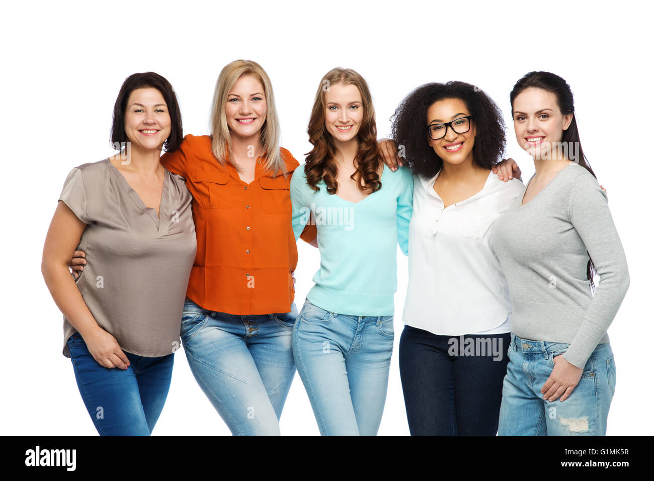 group of happy different women in casual clothes Stock Photo - Alamy