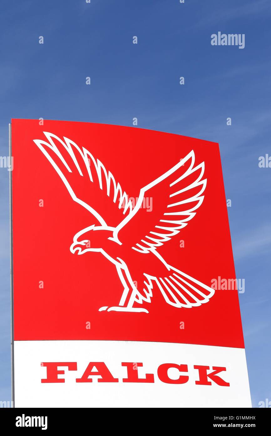 Falck logo on a panel Stock Photo - Alamy