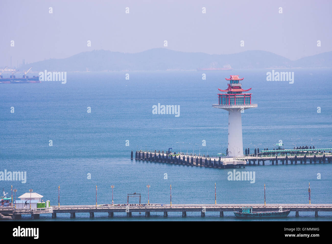 Lighthouse And Marine Port Stock Photo - Alamy