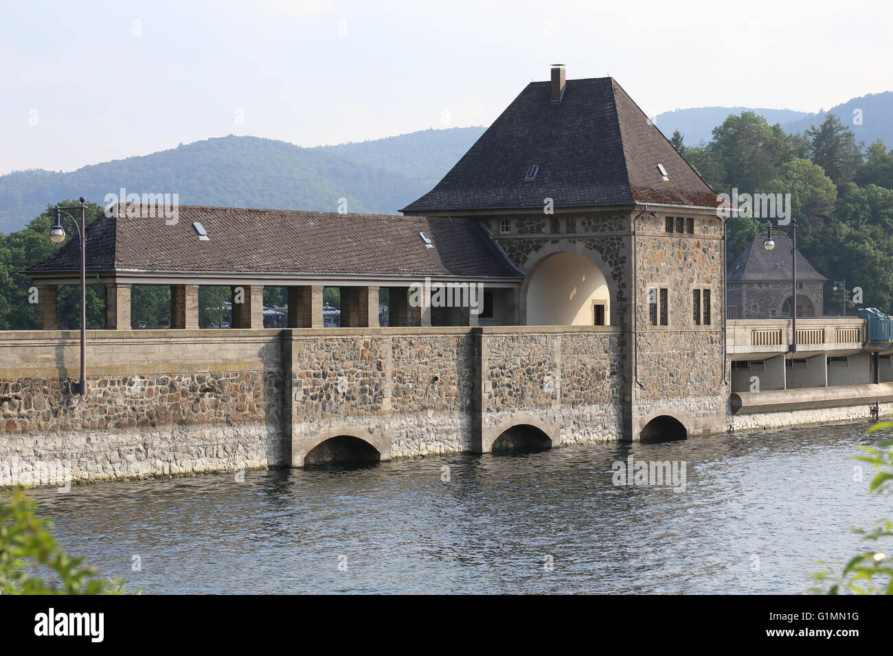The Edersee Dam, a hydroelectric dam spanning the Eder river in ...