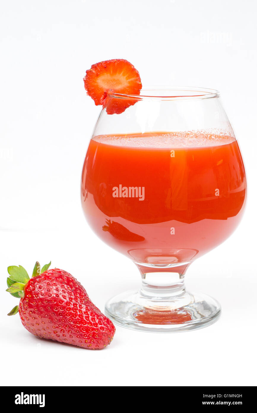 strawberry juice vertical on white background Stock Photo - Alamy