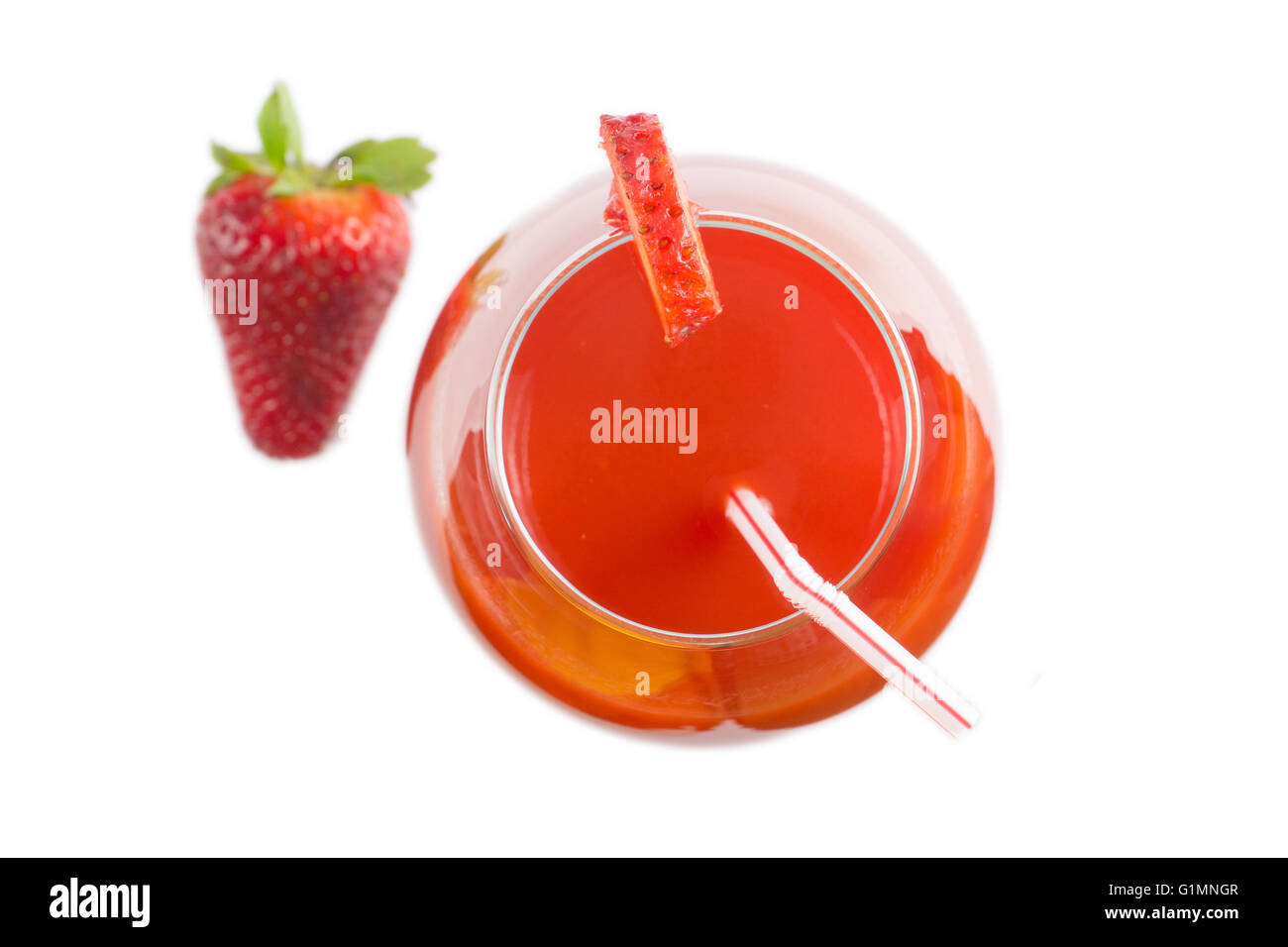 strawberry juice top view on white background Stock Photo - Alamy