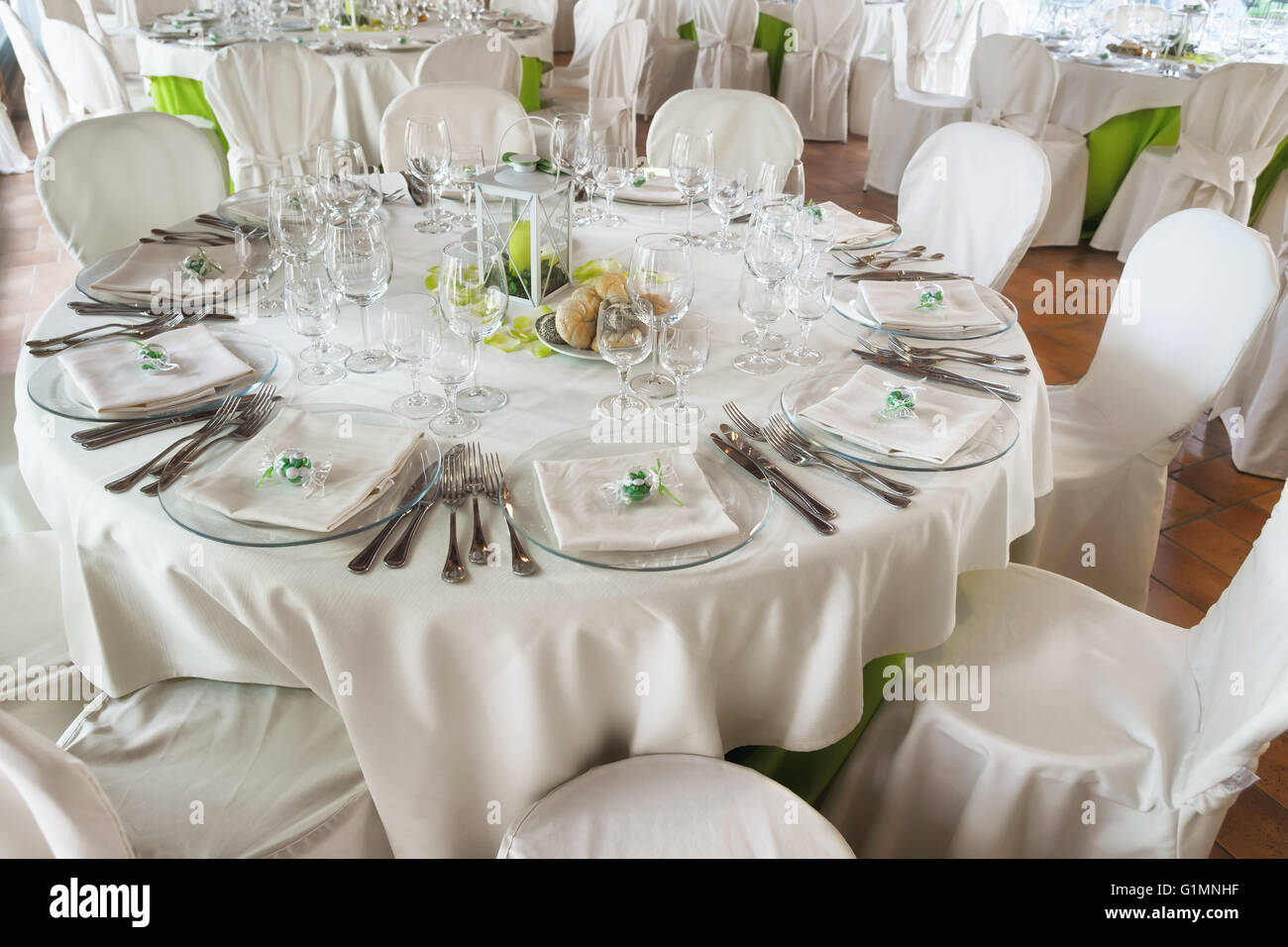 Table set for an event party or wedding reception Stock Photo - Alamy
