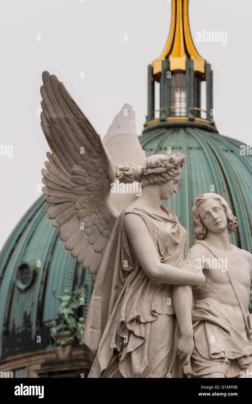 statue in Berlin with the Berlin Cathedral in the background Stock ...