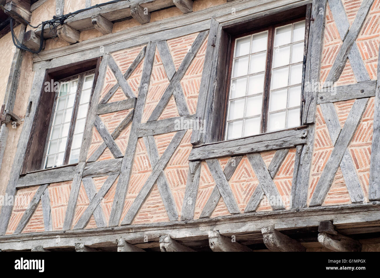 View of facade of a timber framed house in the medieval city of ...