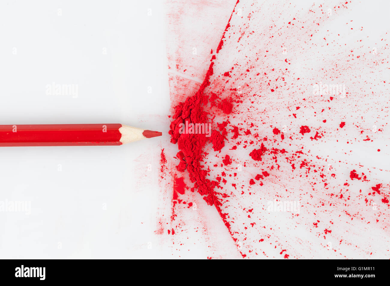 Color exploding from Red pencil closeup concept Stock Photo - Alamy