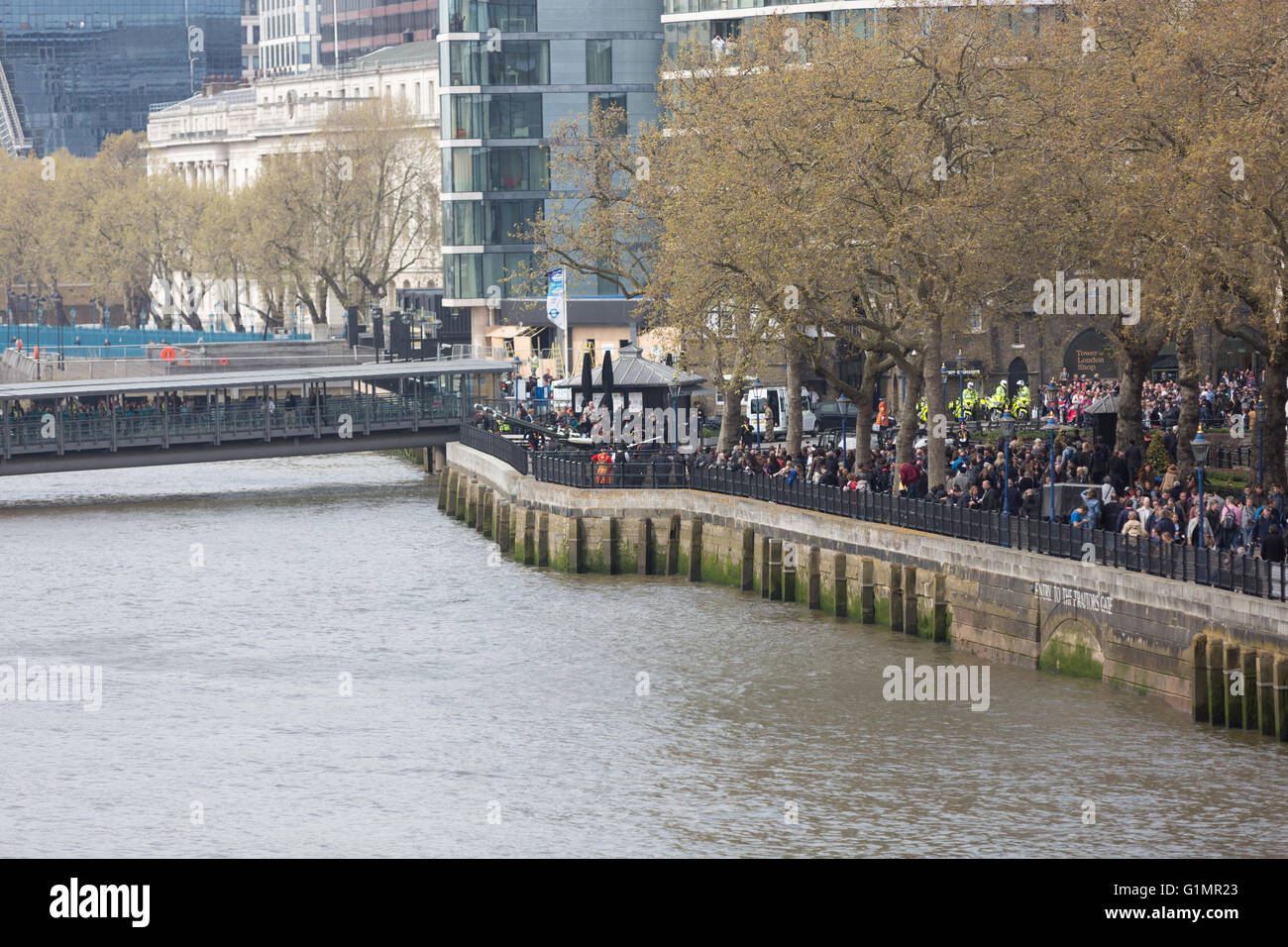 Gun salute at the Tower of London to celebrate the Queen of England's ...