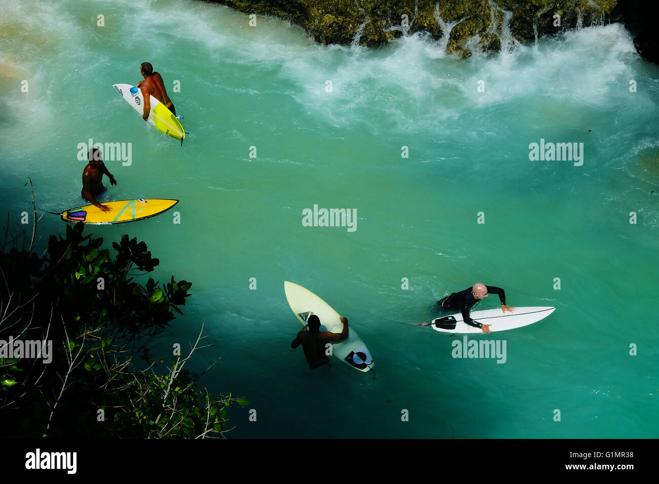 Surfers in the Ocean Stock Photo - Alamy